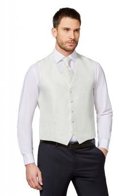 Waistcoat gilet man Digel ecru complete with tie and pochette