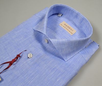 Men's blue shirt in pure linen Pancaldi collection 2020 online store ...